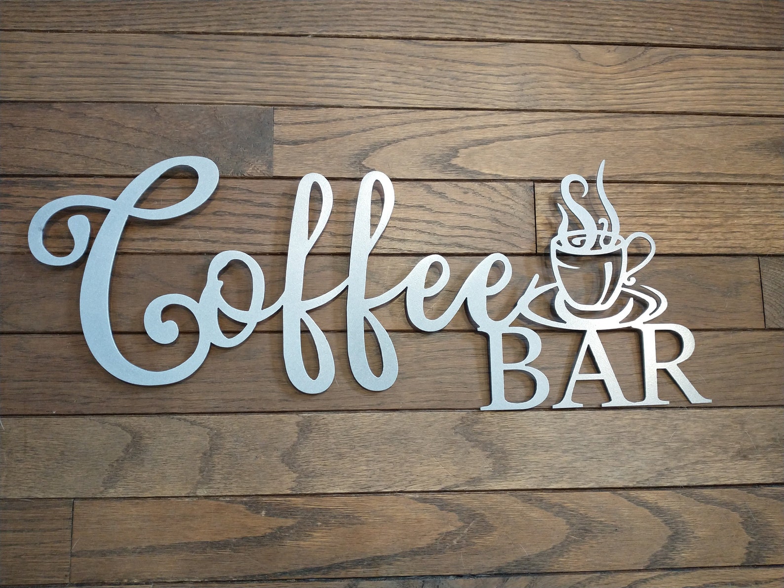 Coffee Bar Script Metal Sign Home Coffee Area Wall Décor Steel Script ...