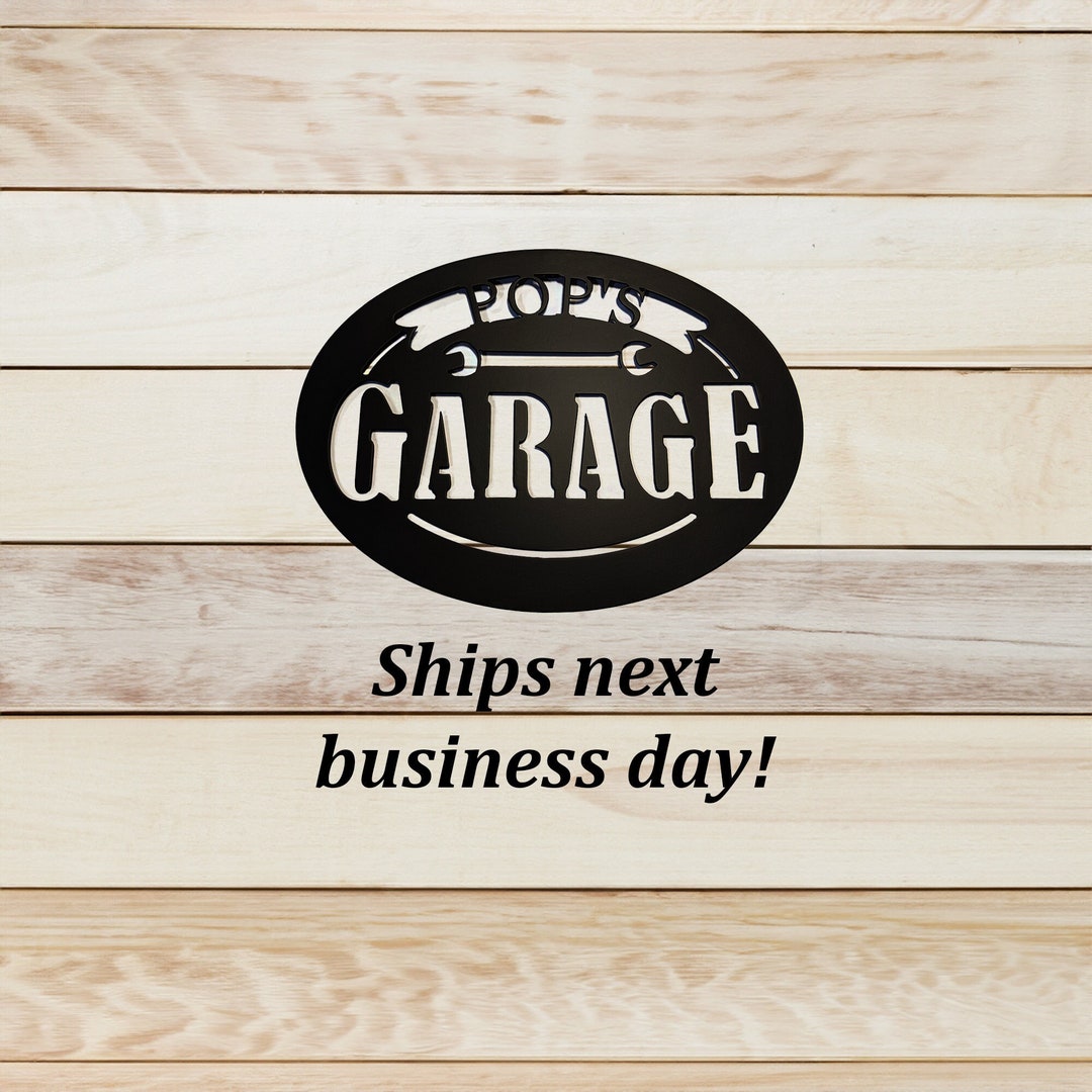 Pop's Garage Metal Sign - Laser Cut Steel Wall Hanging - Perfect Gift ...
