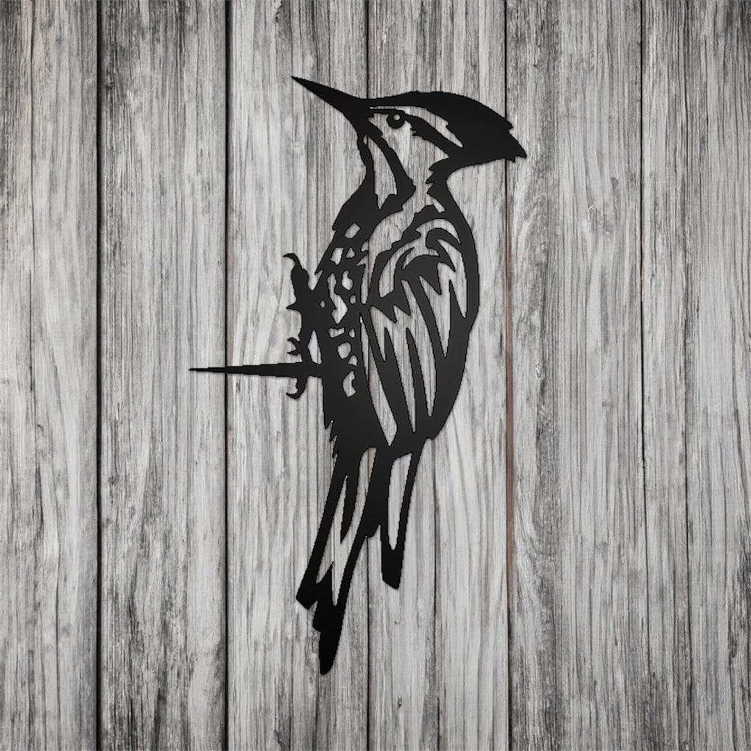 Woodpecker Metal Tree Sign - Hammer in Tree Spiked Steel Bird ...