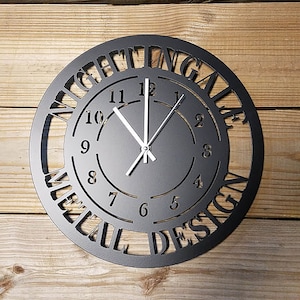 Modern Design Personalized Metal Wall Clock - Customized Text Top and ...