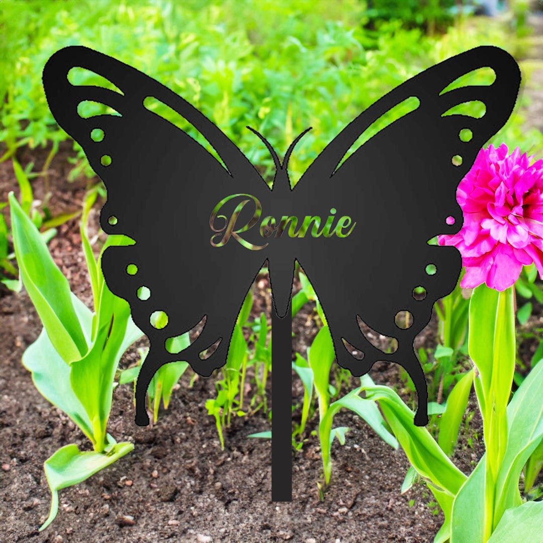 Butterfly Personalized Name Metal Yard Sign With Ground Stakes ...