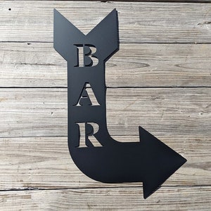 Bar Arrow Metal Sign - Left or Right Facing Directional Steel Wall ...