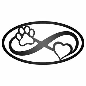 Dog Paw and Heart Metal Infinity Sign With Easy Rear Wall Mounts - Dog ...
