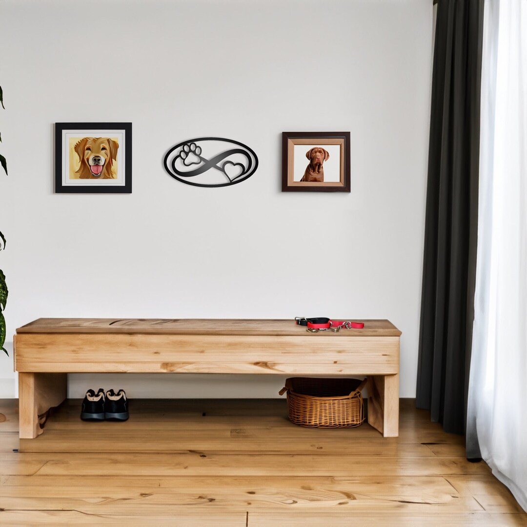 Dog Paw and Heart Metal Infinity Sign With Easy Rear Wall Mounts - Dog ...