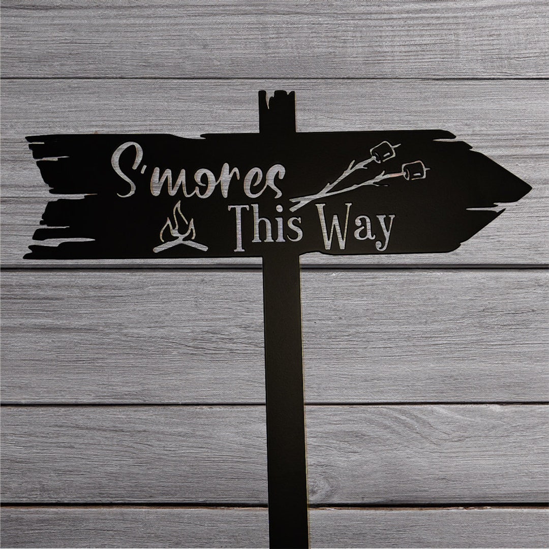 S'mores This Way Arrow Metal Sign With Ground Stake - Outdoor Arrow ...