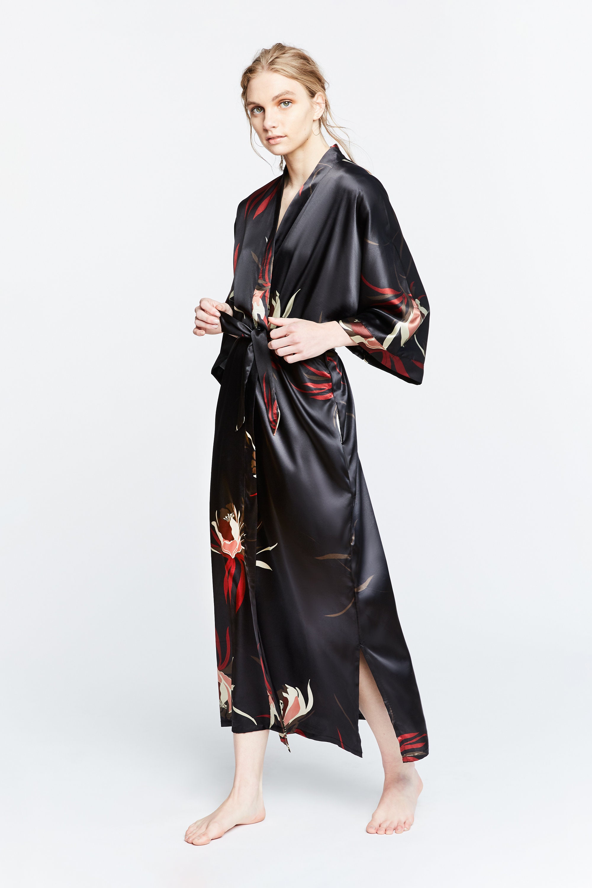 Kimono Robe Satin HANA long KIMONO Collection Gifts for - Etsy
