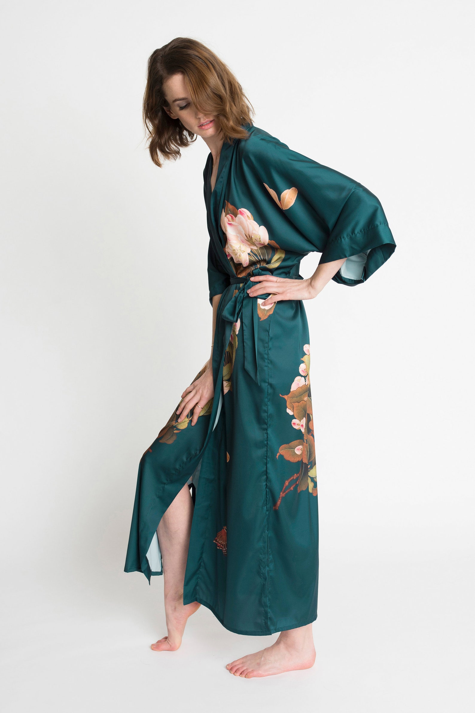 Kimono Robe Peony & Butterfly long Robe KIMONO | Etsy