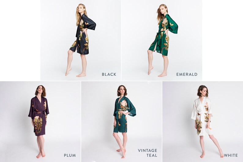 Kimono Robe Peony & Butterfly short Robe KIMONO | Etsy