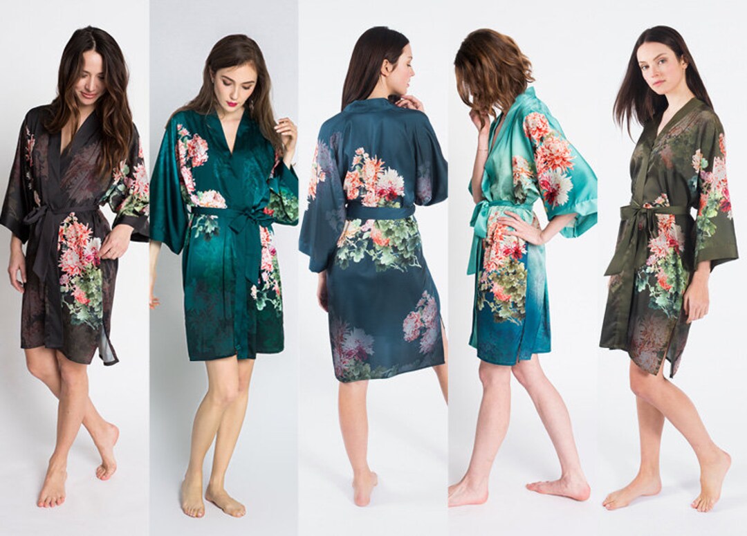 Kimono Robe Coral Chrysanthemum short Robe KIMONO - Etsy