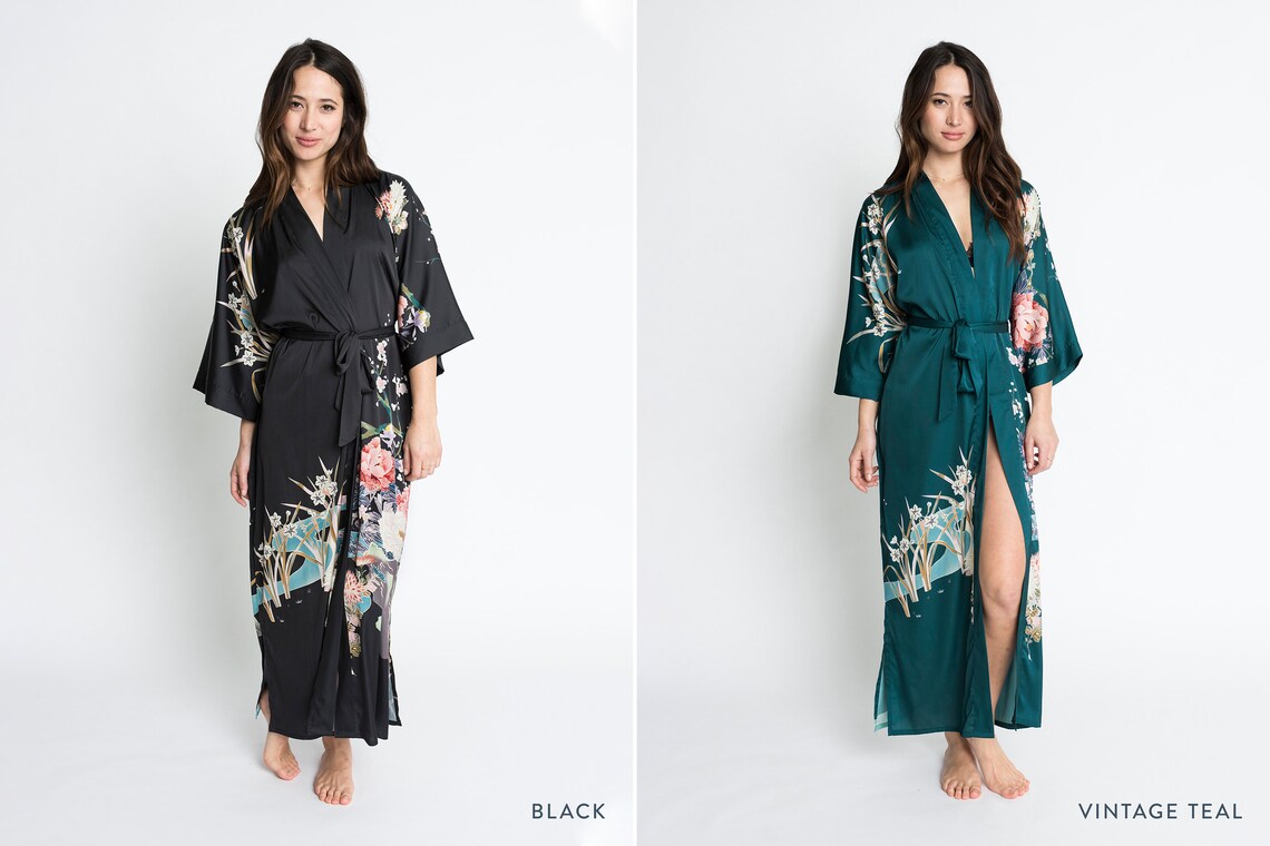 Kimono Robe Spring Floral long Robe KIMONO Charmeuse - Etsy