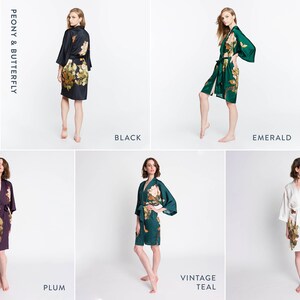 Kimono Robe - Peony & Butterfly (short Robe) | KIM+ONO Charmeuse ...