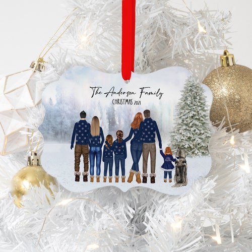 Personalized Christmas Family Portrait Custom Holiday Gift | Etsy
