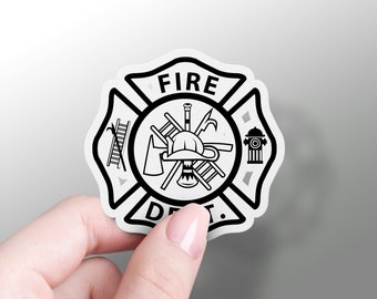 Fire Department Decal, Full Color Firefighter With Axes Decal, FD ...