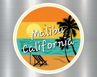 Vintage 1950's Style Malibu CA California Fishing Retro Travel Decal ...