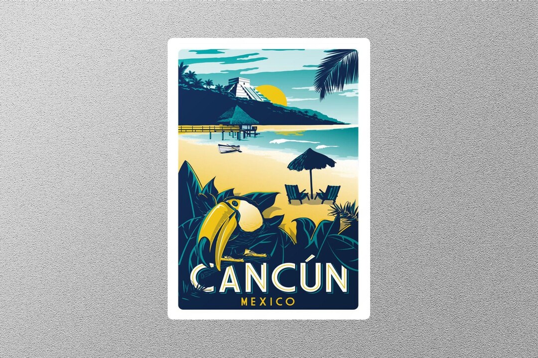 Vintage Cancun Mexico Travel Sticker - Etsy