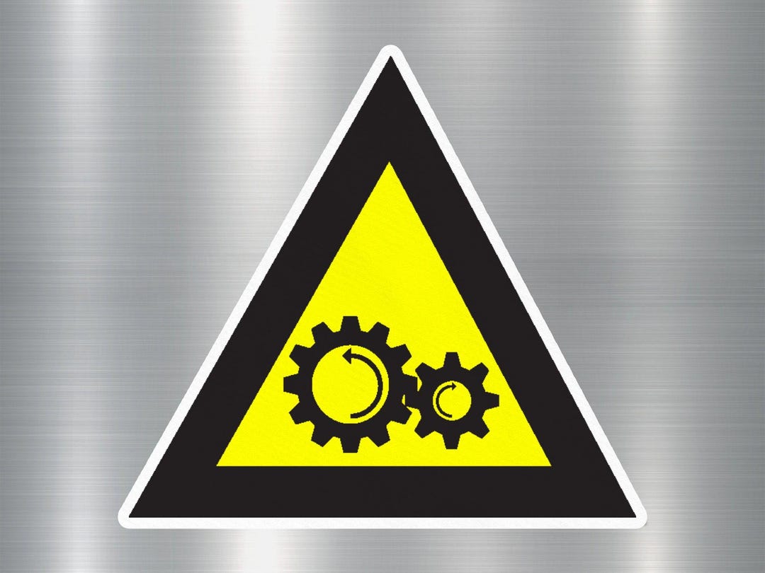 Rotating Gears Warning Sign Sticker - Etsy