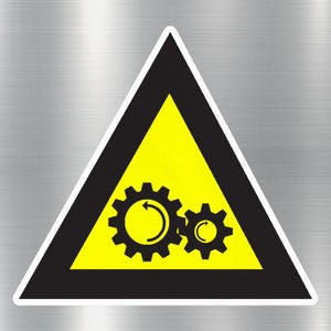 Rotating Gears Warning Sign Sticker - Etsy