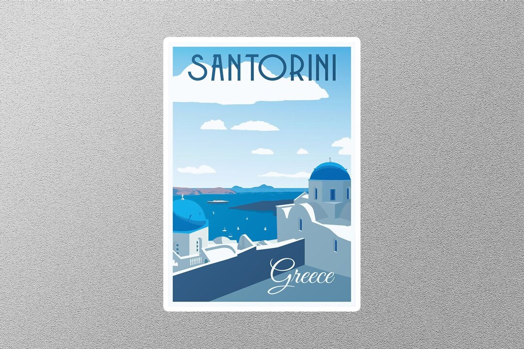 Vintage Santorini Greece Travel Sticker - Etsy