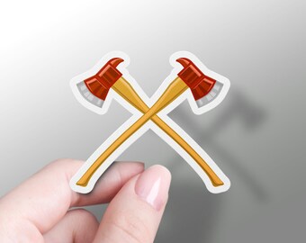 Fire Department Decal, Full Color Firefighter With Axes Decal, FD ...