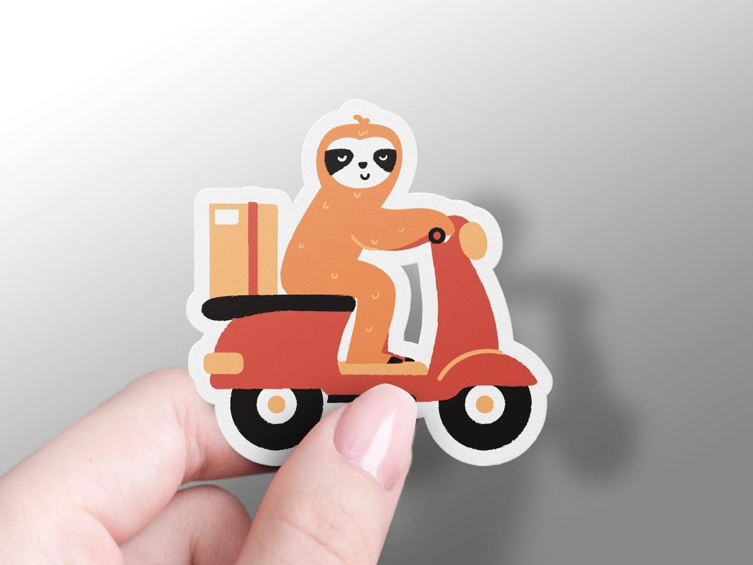 Cute Sloth is Riding A Motorbike Sticker - Etsy
