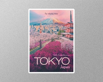 Vintage 1950's Style Tokyo Japan Retro Travel Decal Sticker State Map ...