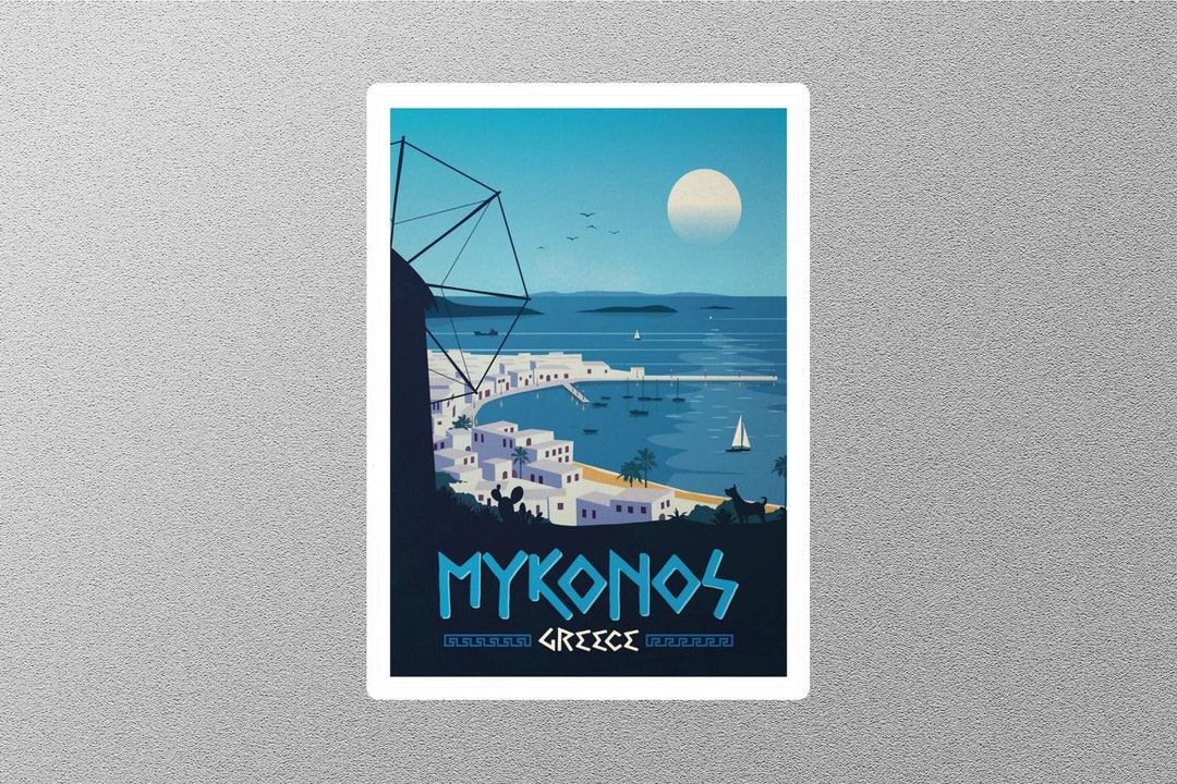 Vintage Mykonos Greece Travel Sticker - Etsy