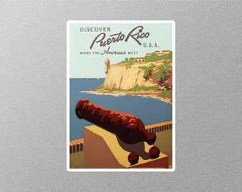 Vintage 1950's Style Puerto Rico Farming Retro Travel Decal Sticker ...