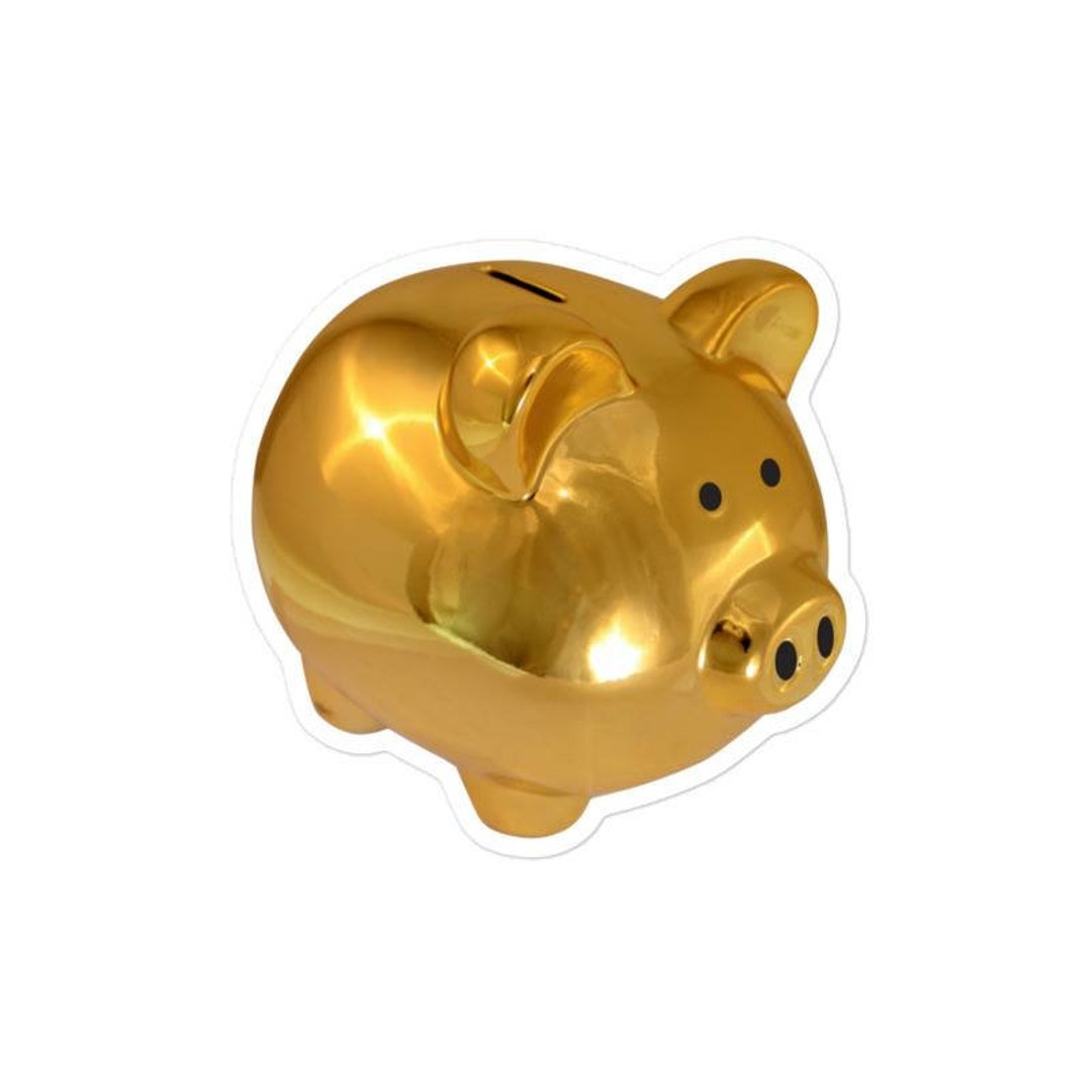 Gold Piggy Bank Sticker - Etsy