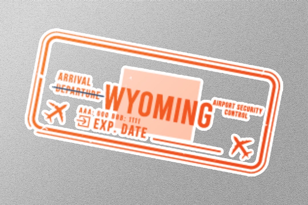 Wyoming Arrival Travel Stamp Sticker - Etsy