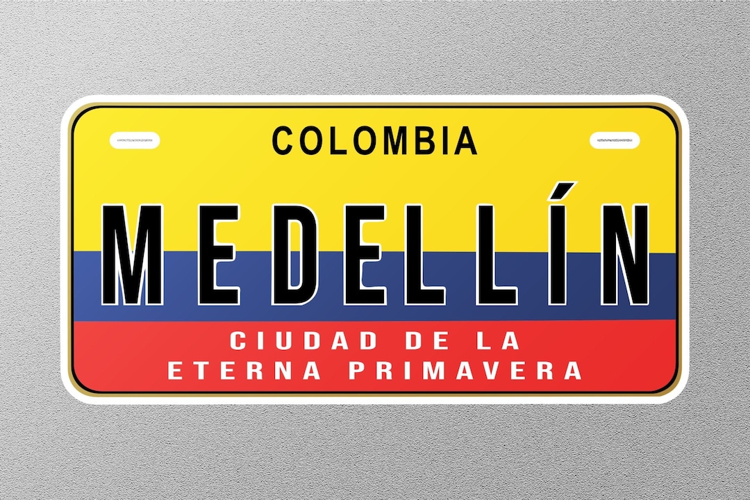 Medellín Colombia License Plate Sticker - Etsy
