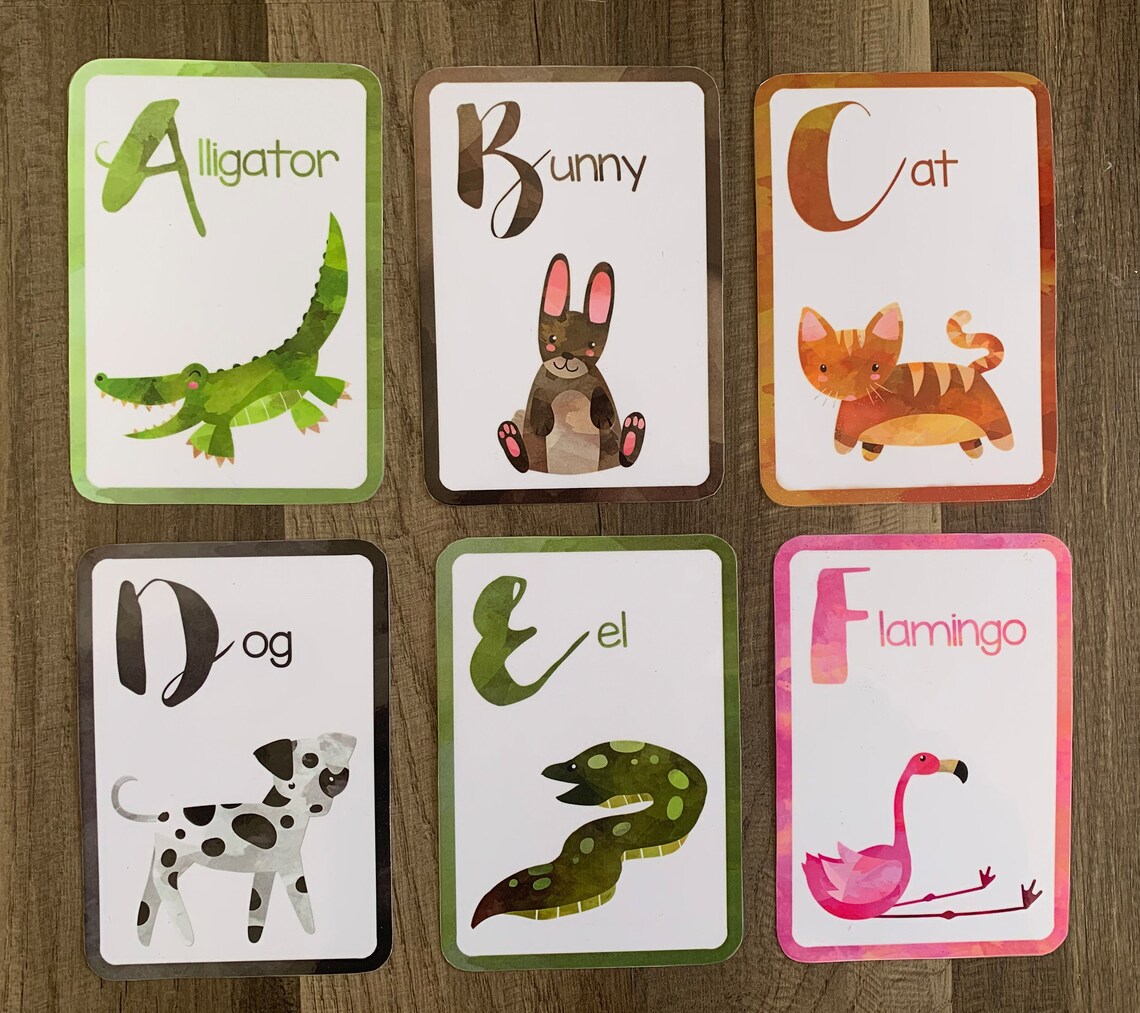 Animal Alphabet Flash Cards Learning Flashcards Preschool - Etsy