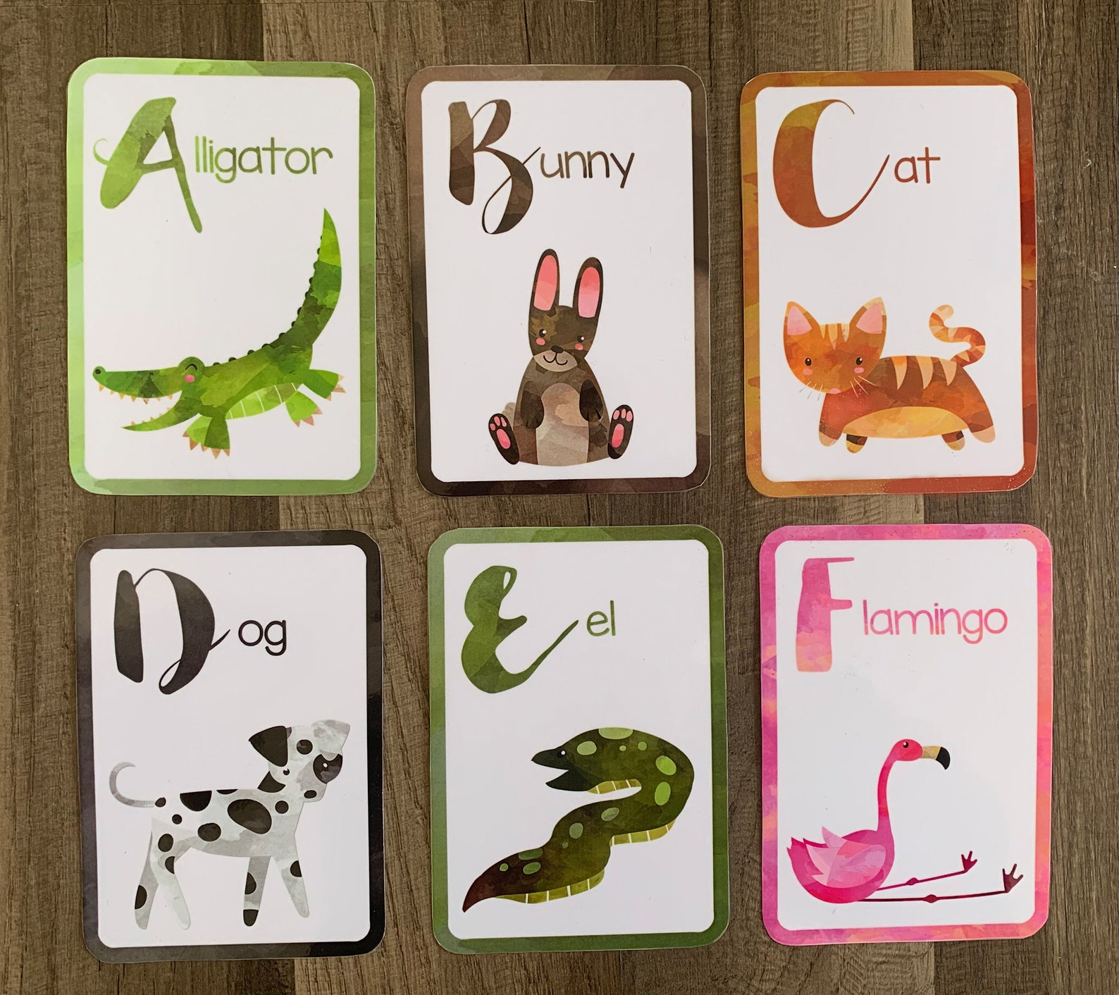 Animal Alphabet Flash Cards Learning Flashcards Preschool | Etsy
