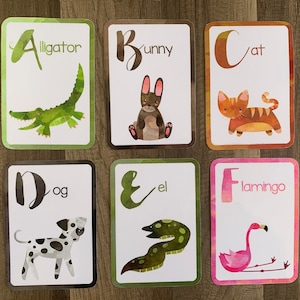 Animal Alphabet Flash Cards - Learning Flashcards - Preschool Toddler ...