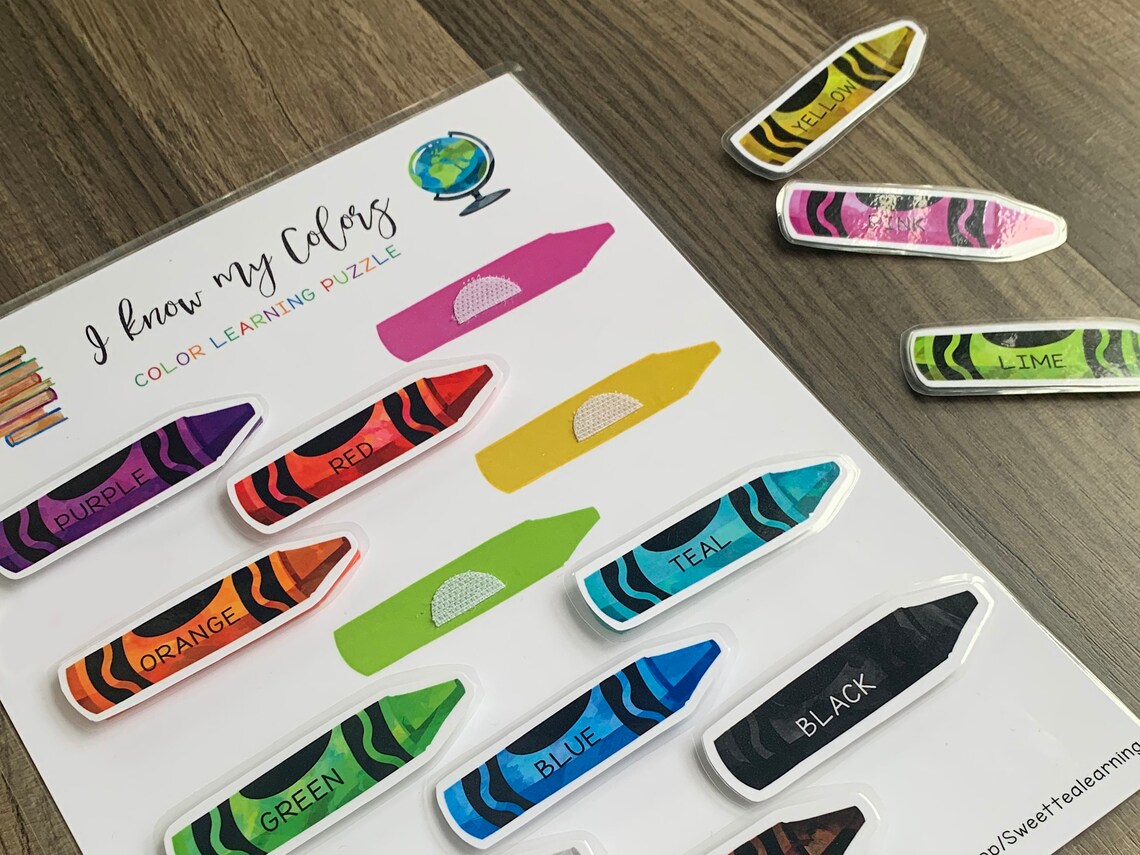 Crayon Colors Matching Puzzle Preschool Busy Book | Etsy