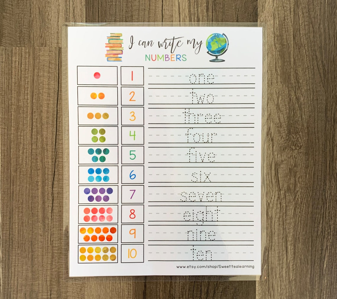 Number Tracing Practice Numbers 1 Through 10 One Through - Etsy