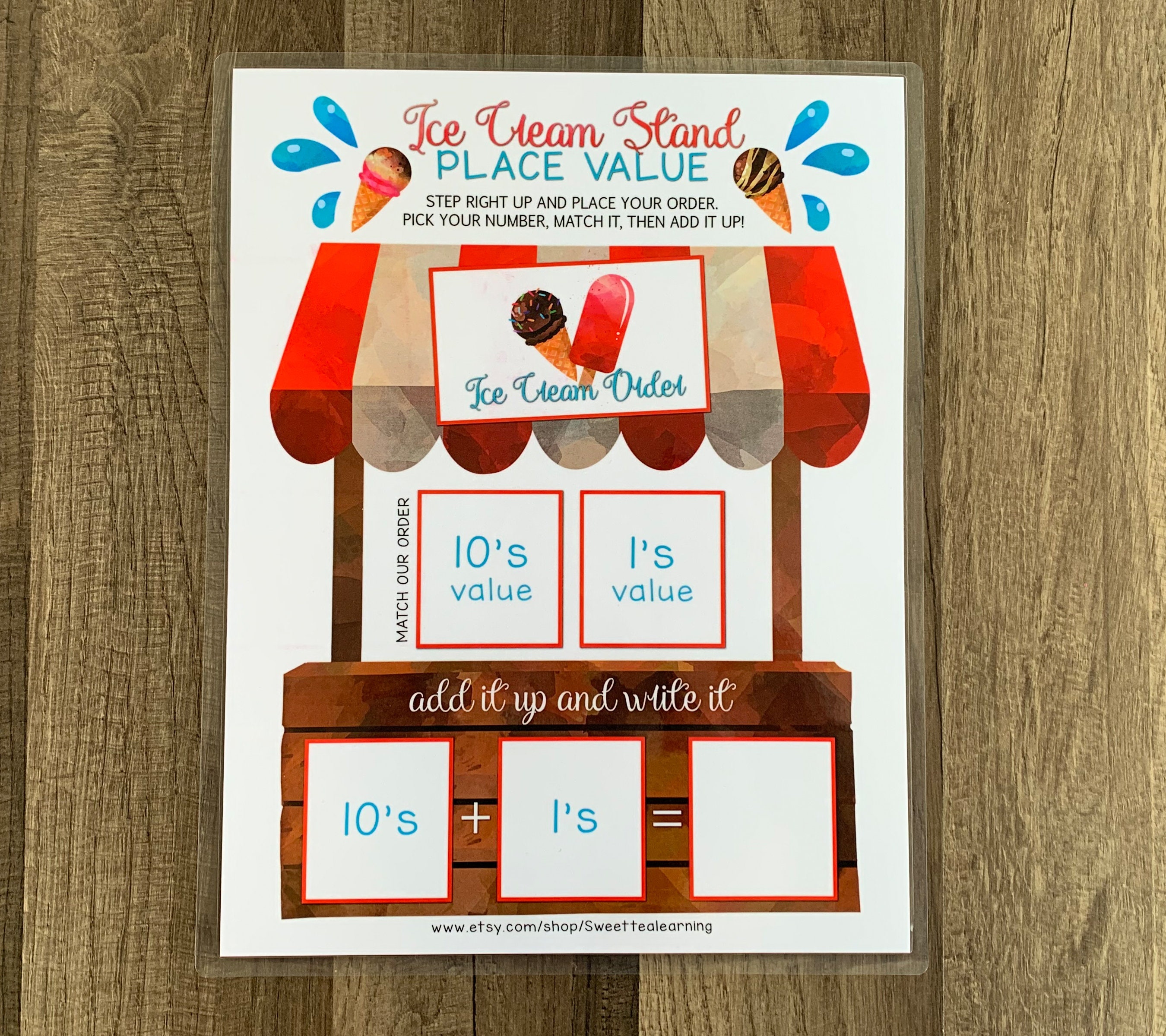 Place Value Learning Math Game Ice Cream Popsicle Stand - Etsy