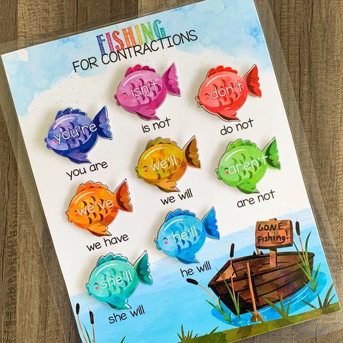 Contractions Learning Game Fishing for Contractions - Etsy