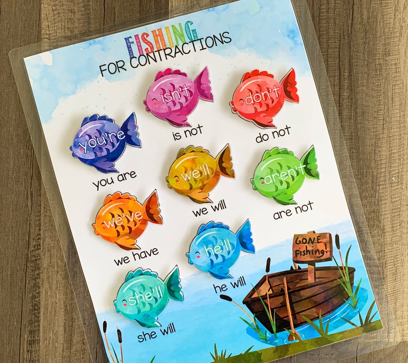 Contractions Learning Game Fishing for Contractions - Etsy