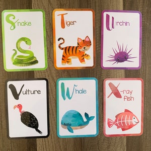 Animal Alphabet Flash Cards - Learning Flashcards - Preschool Toddler ...