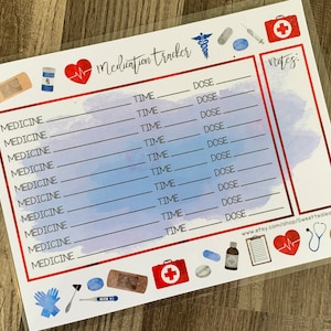 Medication Chart Tracker - Kids Medical Chart - Printable Digital File ...