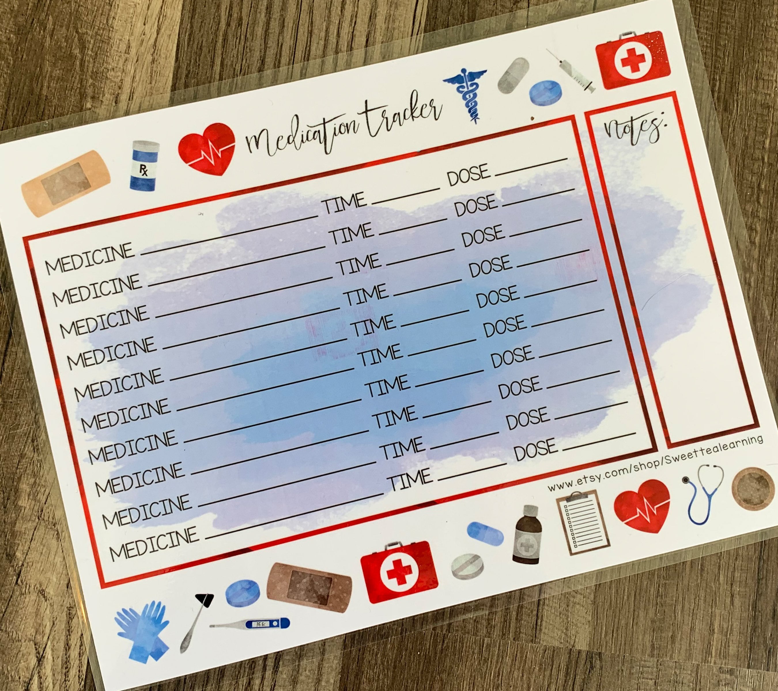 Medication Chart Tracker - Kids Medical Chart - Printable Digital File ...