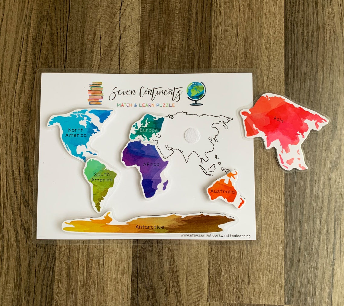 Seven Continents Puzzle Preschool Busy Book Homeschool Activities ...