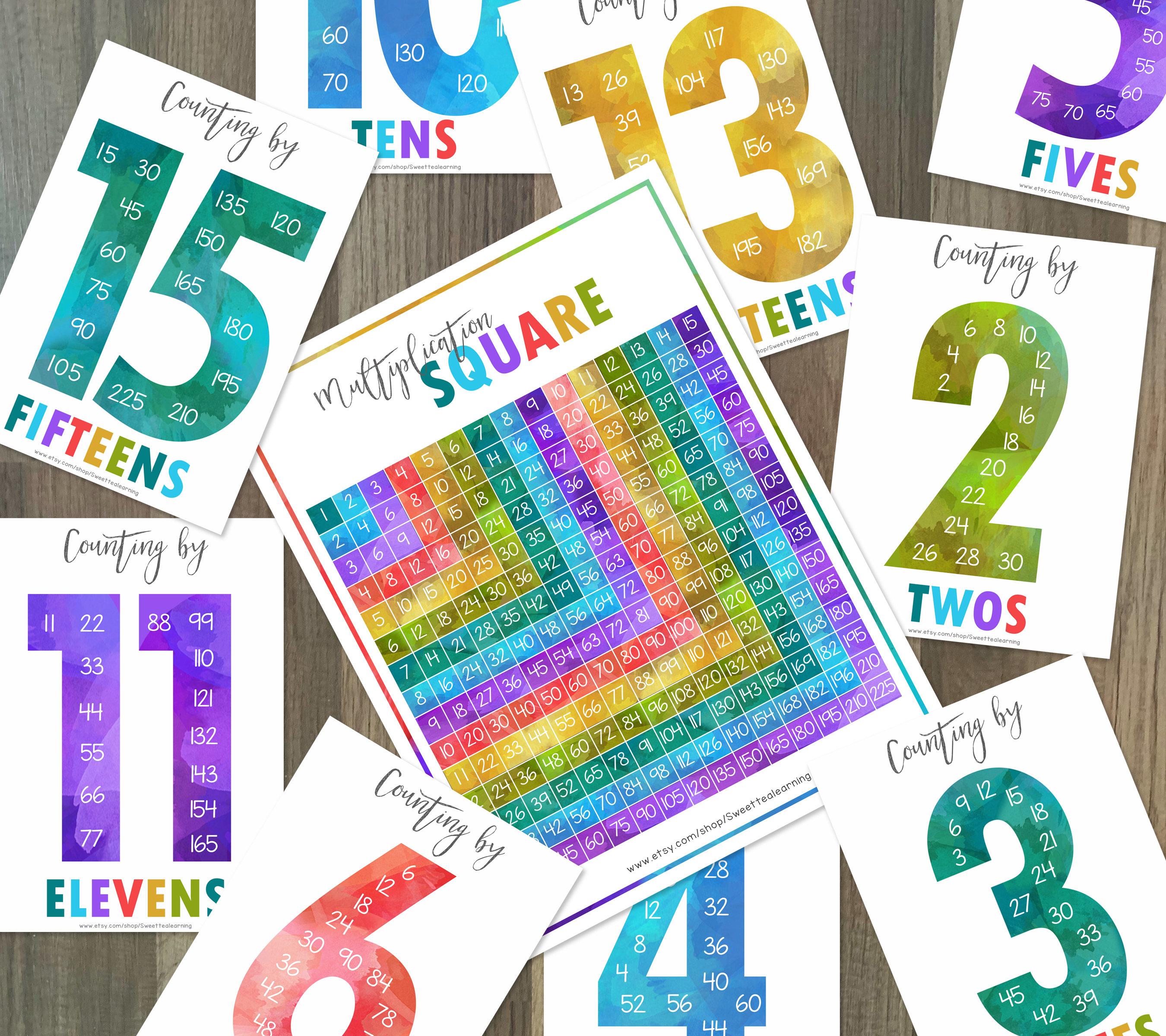 Mulitplication and Skip Counting Bundle Square Chart Math - Etsy