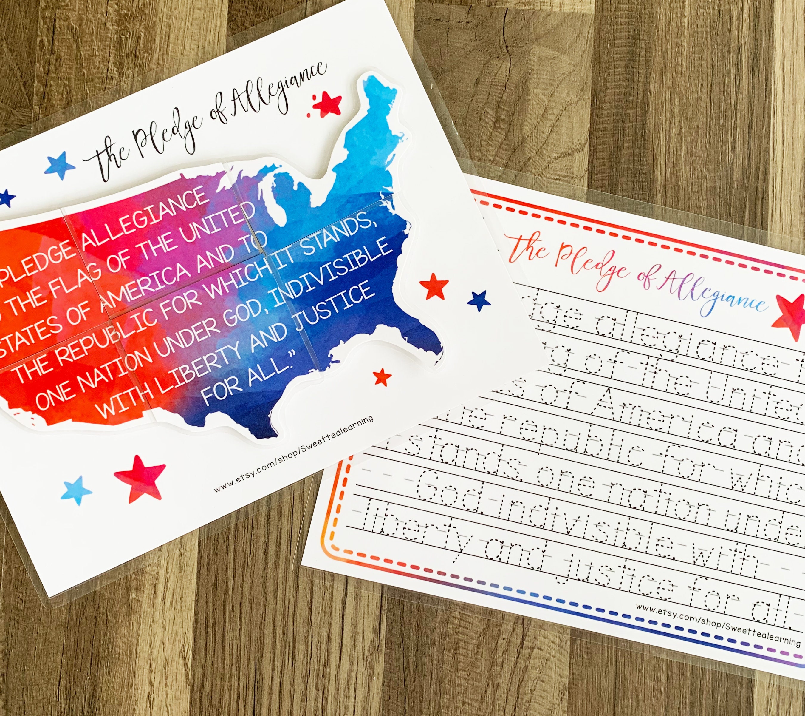 The Pledge of Allegiance Set United States Worksheet | Etsy