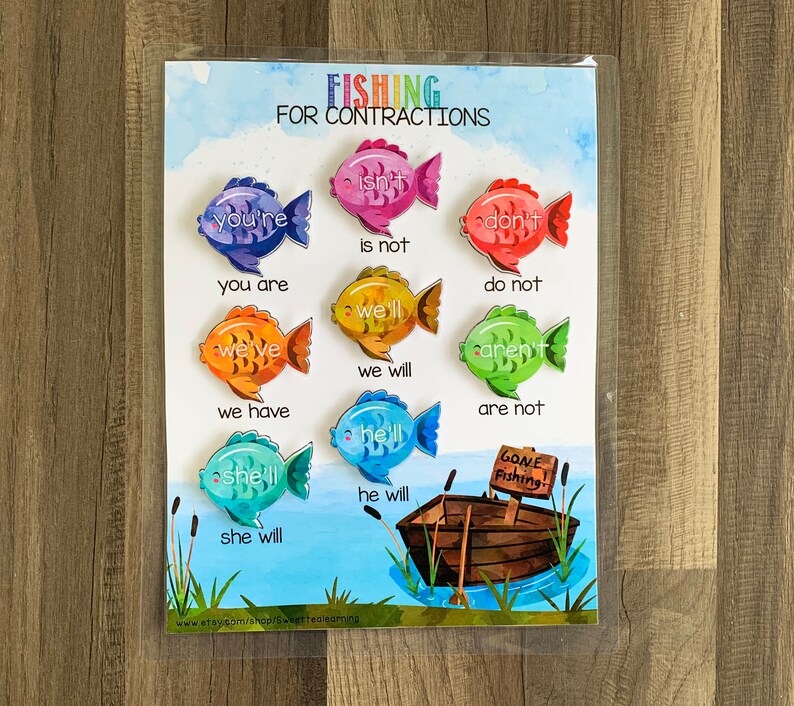 Contractions Learning Game Fishing for Contractions - Etsy