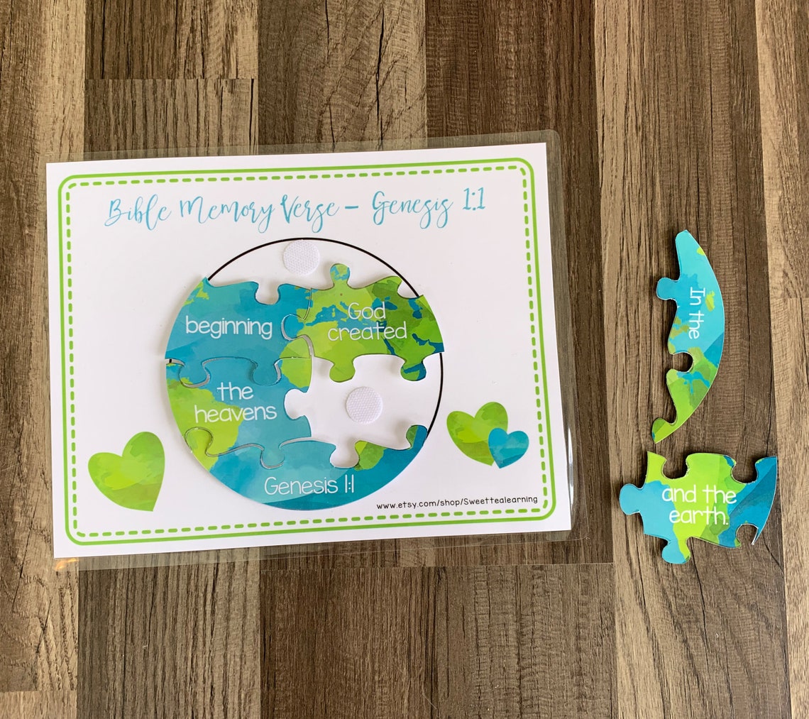 Genesis 1:1 Bible Lesson Activity Printable Puzzle and - Etsy