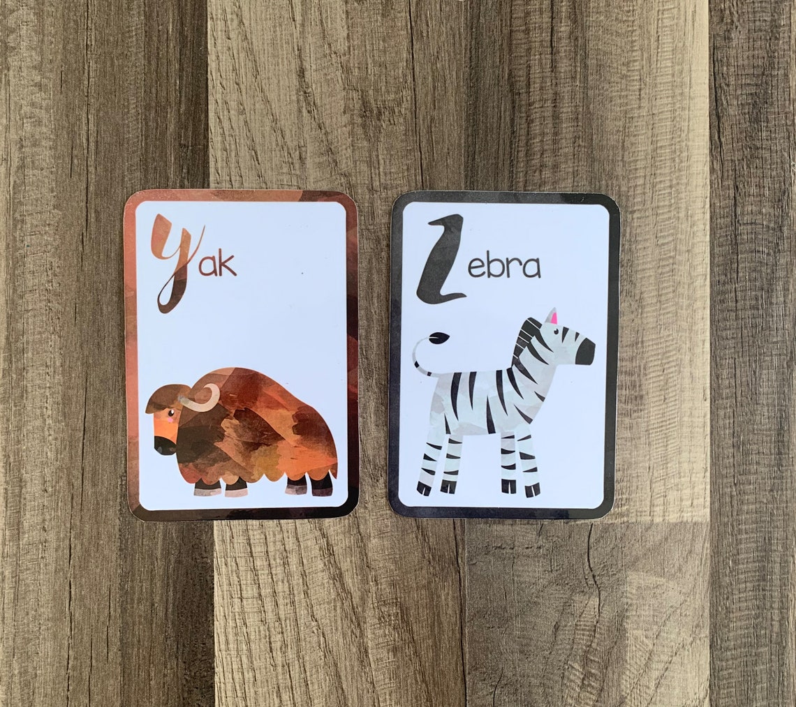Animal Alphabet Flash Cards Learning Flashcards Preschool | Etsy