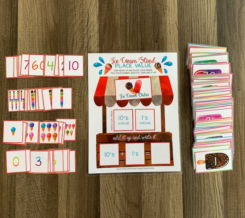 Place Value Learning Math Game Ice Cream Popsicle Stand | Etsy