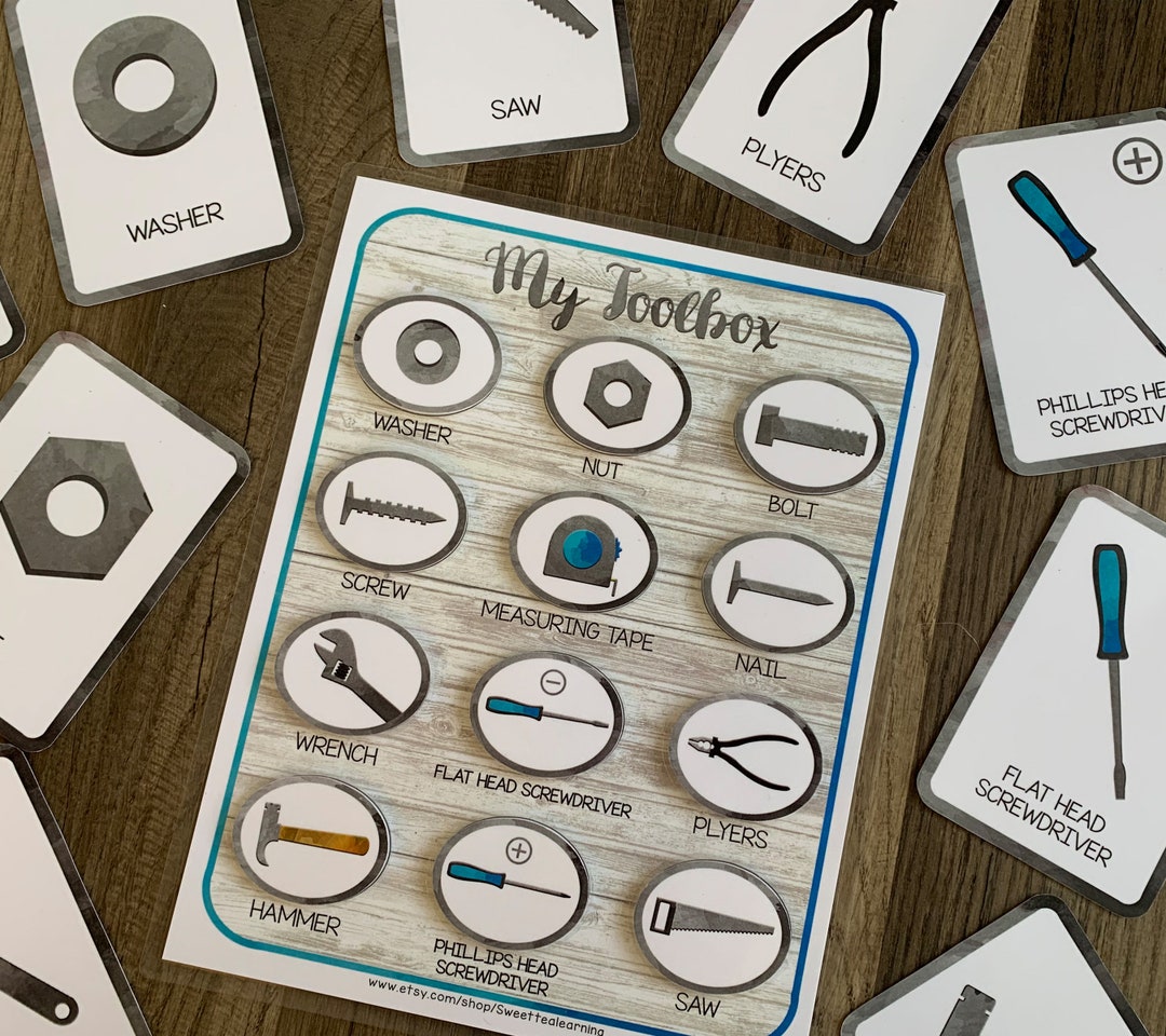 Kids My Toolbox Learning Game Set - Puzzle and Flash Cards - Busy Book ...