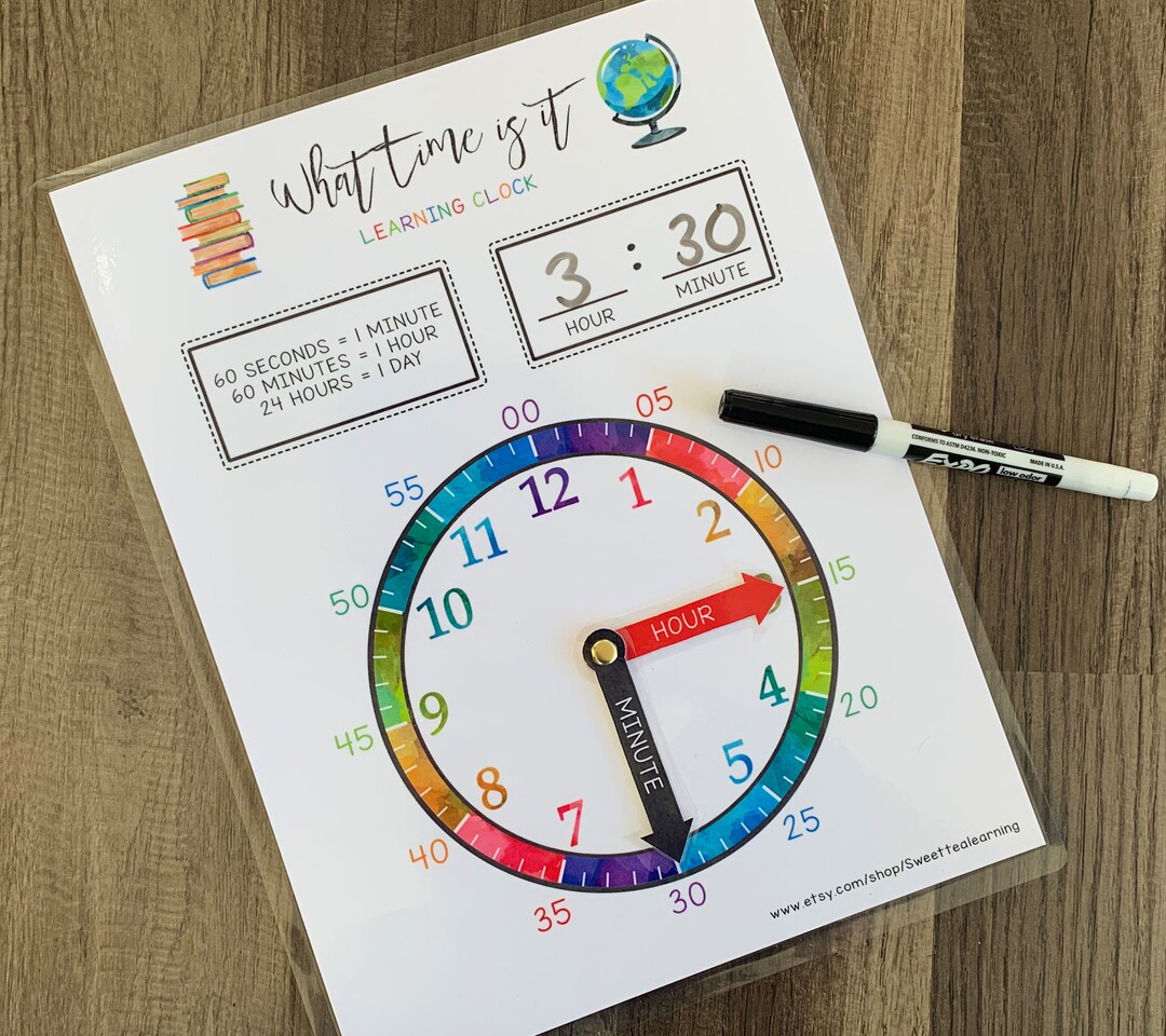 Learning Clock - How to Tell Time - Preschool Games - Printable Busy ...